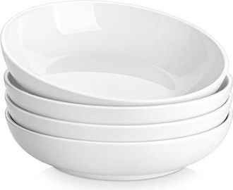 Malacasa Série REGULAR 1250ml Assiettes à Pâtes en Porcelaine, Assiettes Creuses, Service de Bols à Salade 4 Pièces