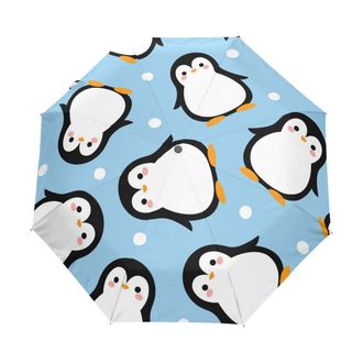 HMZXZ RXYY Niedlich Pinguin Karikatur Polka Punkt Falten Auto &Ouml;ffnen Schlie&szlig;en Regenschirm f&uuml;r Frauen M&auml;nner Jungs M&auml;dchen Winddicht Kompakt Reise Leicht Re