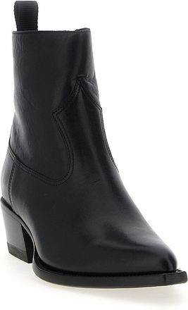 Golden Goose Leather Texan Ankle Boot - Black