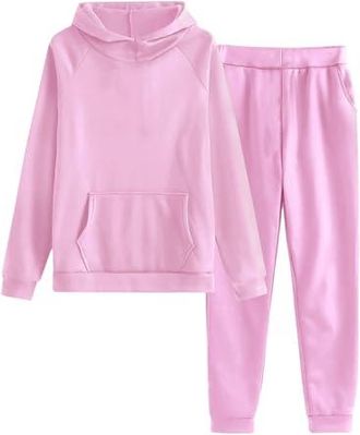 Generic Ensemble de vêtements de détente deux pièces pour femme, ensemble de survêtement pour femme, coupe droite, avec poches, tenue de sport, sweat à capuch