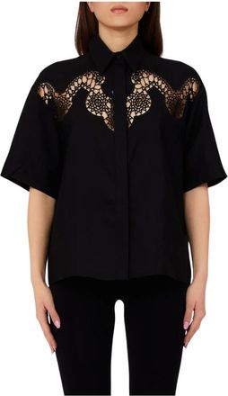 Liu Jo Femme, Blouses et Chemises, Noir, Taille: 38 FR Chemise avec broderies ajour&eacute;es