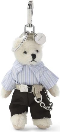 Prada Schl&uuml;ssel- & Taschenanh&auml;nger - White Steel Clutch With Playful Teddy Bear Keychai - Gr. unisize - in Wei&szlig; - f&uuml;r Damen