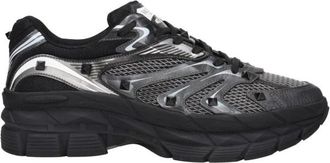 Valentino Garavani Homme, Chaussures, Noir, Taille: 40 1/2 EU Studded Fabric Lace-Up Baskets