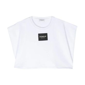 Dondup Logo Patch Cropped Top - - Tops - Damen - Wei&szlig; - XS