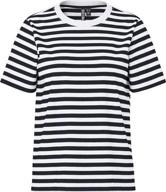 Pieces Damen Pcria Ss Tee Stripes Noos Bc T-Shirt, Black/Stripes:Bright White,XS