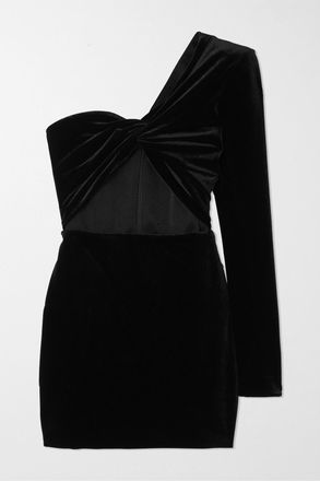 Alex Perry Greer Asymmetrisches Minikleid Aus Samt Mit Cut-out Und Twist-detail - Schwarz