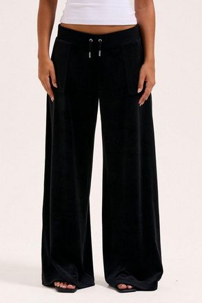 Juicy Couture Sweathose WIDE LEG JOGGER WITH JC EMBROIDERY Damen Trainingshose Damen, Sweathose, Velour, Jogginghose mit Glitzer, Sale