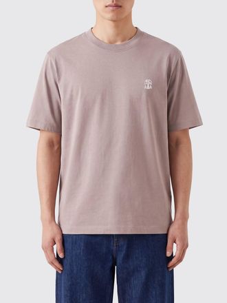 Brunello Cucinelli Baumwoll-T-Shirt mit Rundhalsausschnitt und Kontrastlogo