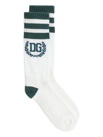 Dolce & Gabbana striped logo socks - Blanc