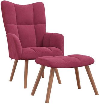 vidaXL Chaise de relaxation avec repose-pied Rouge bordeaux Velours