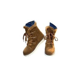 ORANDESIGNE Botte de Neige Femme Hiver Boots Fourr&eacute;es Chaussures &agrave; Lacets Hiver Bottines Chaude A Marrone Chiaro 36 EU