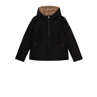 Oltre Kurze leichte Daunenjacke mit Kapuze - - Jackets - Damen - Schwarzk - S
