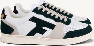 Faguo Baskets en cuir blanc et vert fonc&eacute;