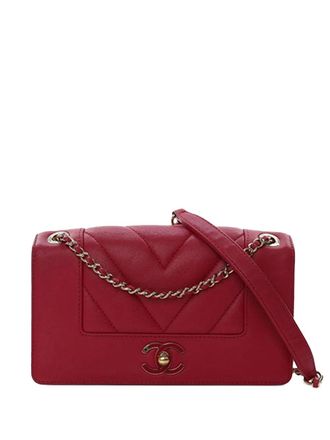 Chanel mini sac à bandoulière Mademoiselle Flap en peau de mouton matelassée (2017-2018) - Rouge