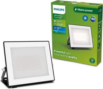 Philips Lois Flutlichtstrahler für den Außenbereich ohne Sensor, 30 Watt, 5000K Tageslicht, Schwarz, Weißes Licht