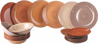 Villa D'Este Home Tivoli Baita Chocolate Tafelservice aus Steingut, 18-teilig