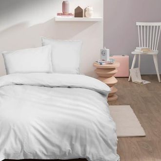 Matt & Rose Housse de Couette 140x200 cm Unie Coton LAV&Eacute; | 100% Coton Lav&eacute; | Oeko-TEX | Blanc