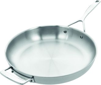 Demeyere Essential 5 Bratpfanne aus Edelstahl fuer Induktion und anderen Herdarten, Pfanne aus pflegeleichtem poliertem 5-lagigen Edelstahl, 30 Jahre Qualitaet