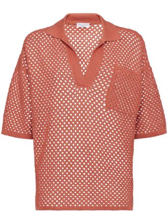 Brunello Cucinelli haut en maille ajour&eacute;e - Orange
