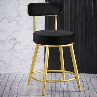 Generic Stilvoller Barhocker aus Samt mit hoher R&uuml;ckenlehne, Metallbeinen und Fu&szlig;st&uuml;tze - perfekt f&uuml;r K&uuml;che, Fr&uuml;hst&uuml;cksbar, Essbereich und mehr