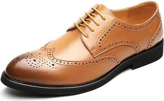 Generic Chaussures Oxford habillées for Hommes, à Lacets, Bout Pointu, Bruni, Brogue, Derby en Relief, Talon carré, Semelle Basse en Caoutchouc, résistantes, 