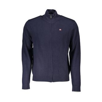 Napapijri Blaue Bestickte Strickjacke mit Rei&szlig;verschluss - - Knitwear - Herren - Blau - M