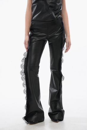 Off-white Hose aus Leder mit Spitzenbesatz Off-White