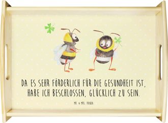 Mr. & Mrs. Panda Servier Tablett Hummeln Kleeblatt - Geschenk, Hummel, glücklich Sein, Spruch Positiv, Biene, betttablett, Fröhlich, Serviertablett, Lustige Sprüche, H