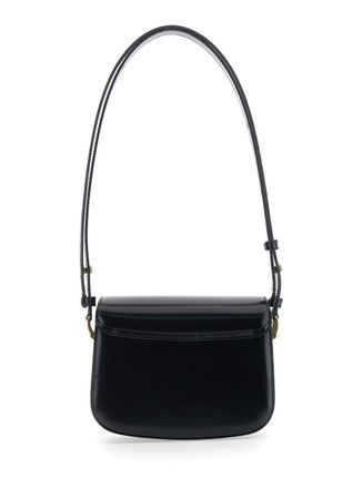 Ami Womens Shoulder Bag Paris Black Leather Calf