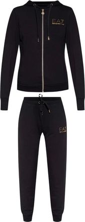 Emporio Armani Emporio Armani Ea7, Femme, Sport, Noir, Taille: 38 FR Ensemble sweat &agrave; capuche et pantalon de surv&ecirc;tement