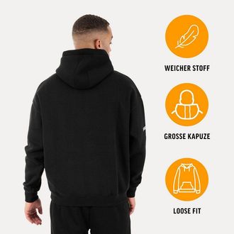 Smilodox Hoodie Koray Herren, Pullover Loose Fit, Kapuze, Fitness & Streetwear Baumwollmix, Sportstyle, Rippb&uuml;ndchen, Arm-Print, Komfort