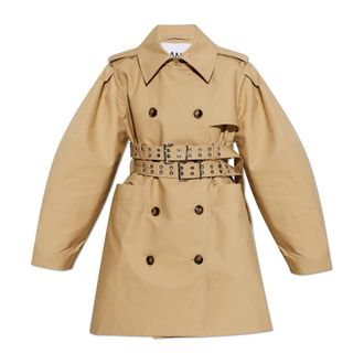 Ganni Trenchcoat aus doppeltem Baumwollstoff - - Coats - Damen - Beige - 2XS