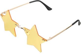 IFUNDOM Lunettes de Soleil Amusantes pour Femmes sans Monture D&Eacute;toile Verres Jaunes Anti-Uv Grand Cadre Dor&eacute; Accessoires de F&ecirc;te pour Carnaval Festival et Soi