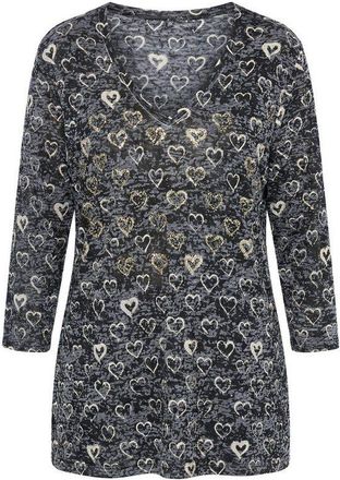 Miamoda T-Shirt T-Shirt bequeme Passform Herz-Muster 3/4-&Auml;rmel