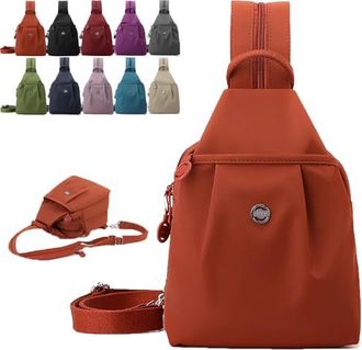 Generic 3 in 1 Anti-Theft Travel Tote Bag, Womens Mini Backpack Waterproof 2-Way Commuter Bag Stylish Oxford Cloth Crossbody Bags (Orange)