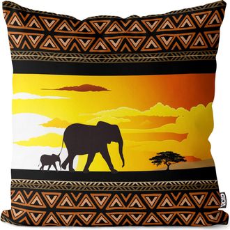 Void Watches Afrika Elefanten Giraffen Kissenbezug Kissenhülle Sofakissen Kissen Deko Outdoor-Kissen Dekokissen, Kissen Größe:40 x 40 cm