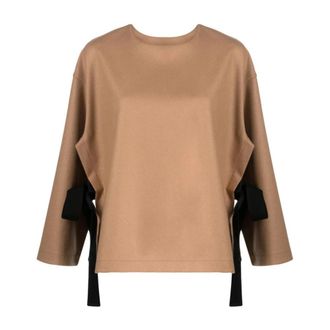 Erika Cavallini Semi Couture Tie Detail Crewneck Top - - Blouses & Shirts - Damen - Braun - XS