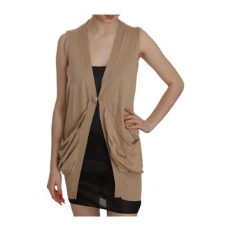 Pink Memories Braune Drapierte Strickweste - - Knitwear - Damen - Braun - S