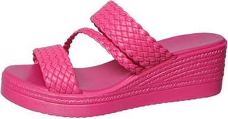 Generic Espadrilles compens&eacute;es &agrave; plateforme pour femme - Tendance - Tress&eacute;es - Bout ouvert - Chaussures de plage d&eacute;t&eacute;, rose rouge, 40.5 EU