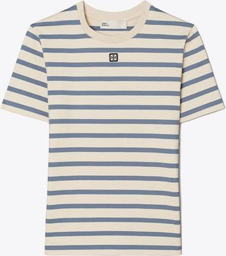 Tory Burch Damen Striped Cotton T-Shirt