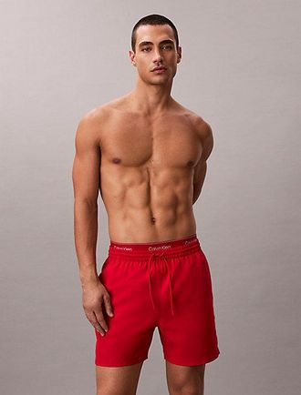 Calvin Klein Medium Badeshorts Mit Tunnelzug - Ck Essentials - Red Gala - Herren - 2XL