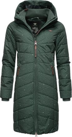 Ragwear DIZZIE COAT Damen Frauen Mantel,Parka,Steppmantel,lange Jacke,Stehkragen,wasserdicht (DE/NL/SE/PL, Alphanumerisch, M, Regular, Regular, Dark Green wit