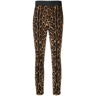 Dolce & Gabbana Jersey Printed Legging - - Trousers - Damen - Braun - S