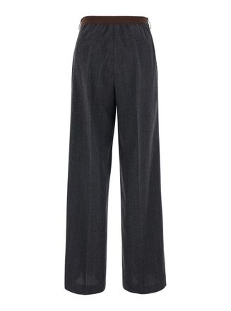 Jucca Womens Trousers Striped Grey Wool-Blend Wool Blend