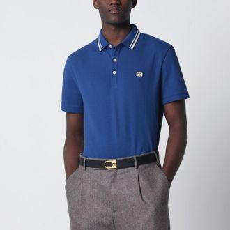 Valentino Blue polo shirt with Vlogo patch