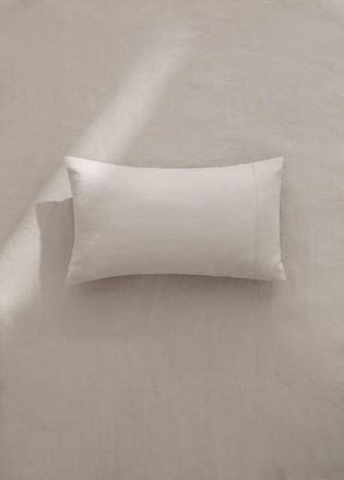 Mango Taie doreiller lin lav&eacute; ajour&eacute; 30x50 cm marron moyen - Home - 30x50cm - MANGO HOME