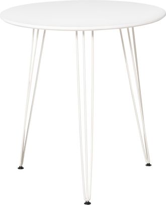 HOMCOM Runder Esstisch mit Metallgabelf&uuml;&szlig;en Moderner Nordischer Stil f&uuml;r K&uuml;che Wohnzimmer Cafeteria Bar &Oslash;70x75 cm Wei&szlig;