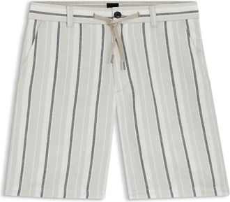HUGO BOSS leichte Shorts mit Leinenanteil und Streifen, Straight Fit in