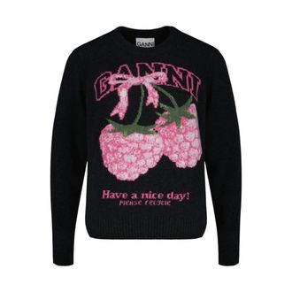 Ganni Pull en maille graphique - Femme - Pulls - Noir - Taille: 36 FR