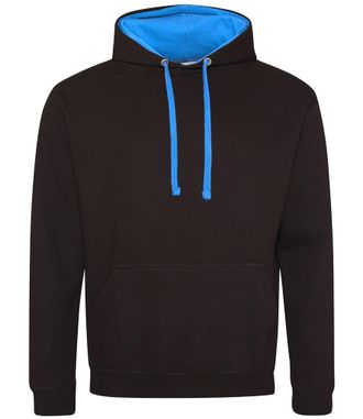 Awdis Herren Varsity Hoodie Kapuzenpullover, Tiefschwarz/Saphir, XXL